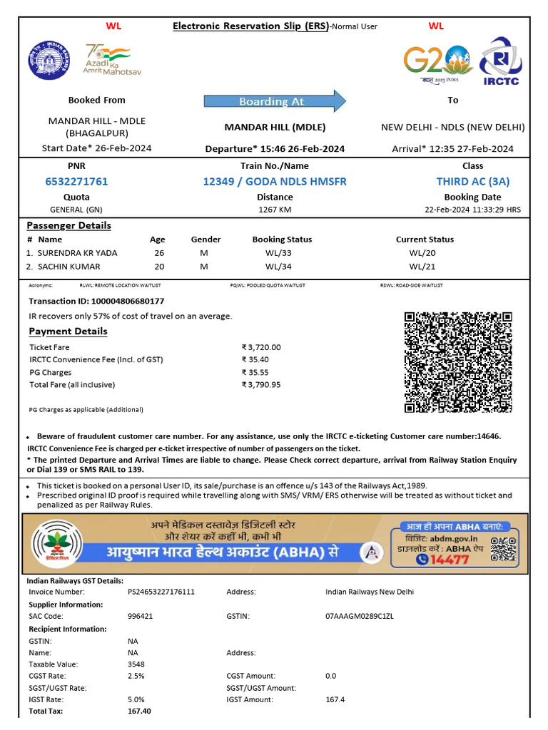 Irctc TT Surendra Yadav & 1 26 February 2024 | PDF | Service Industries | Economies