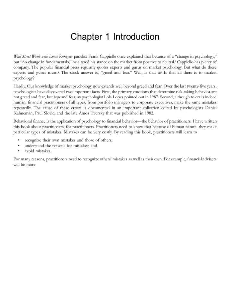 Extracted Pages From Beyond Greed and Fear Understanding Behavioral Finance and The Psychology ...