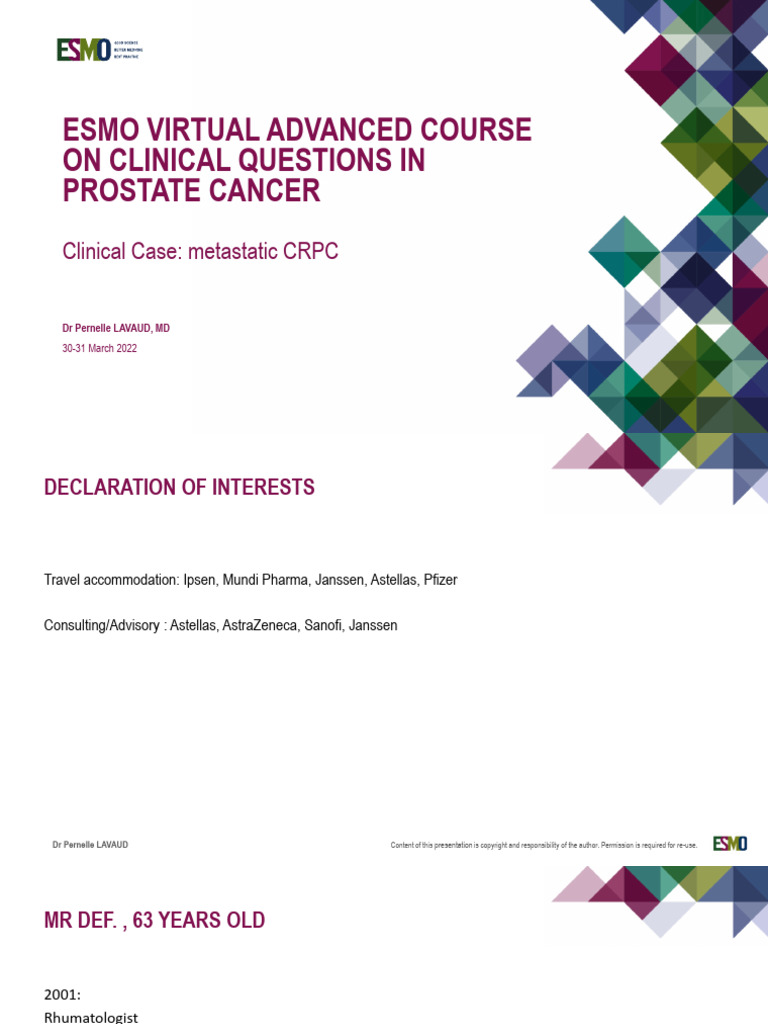 2022 ESMO V AC Prostate Cancer Workshop 3 Metastatic Prostate Cancer PL | PDF | Prostate Cancer ...