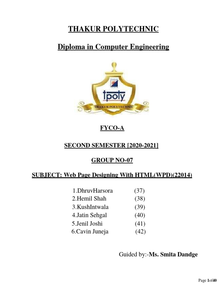 Group-7 - (37-42) WPD Microproject Final PDF | PDF | Html Element | World Wide Web
