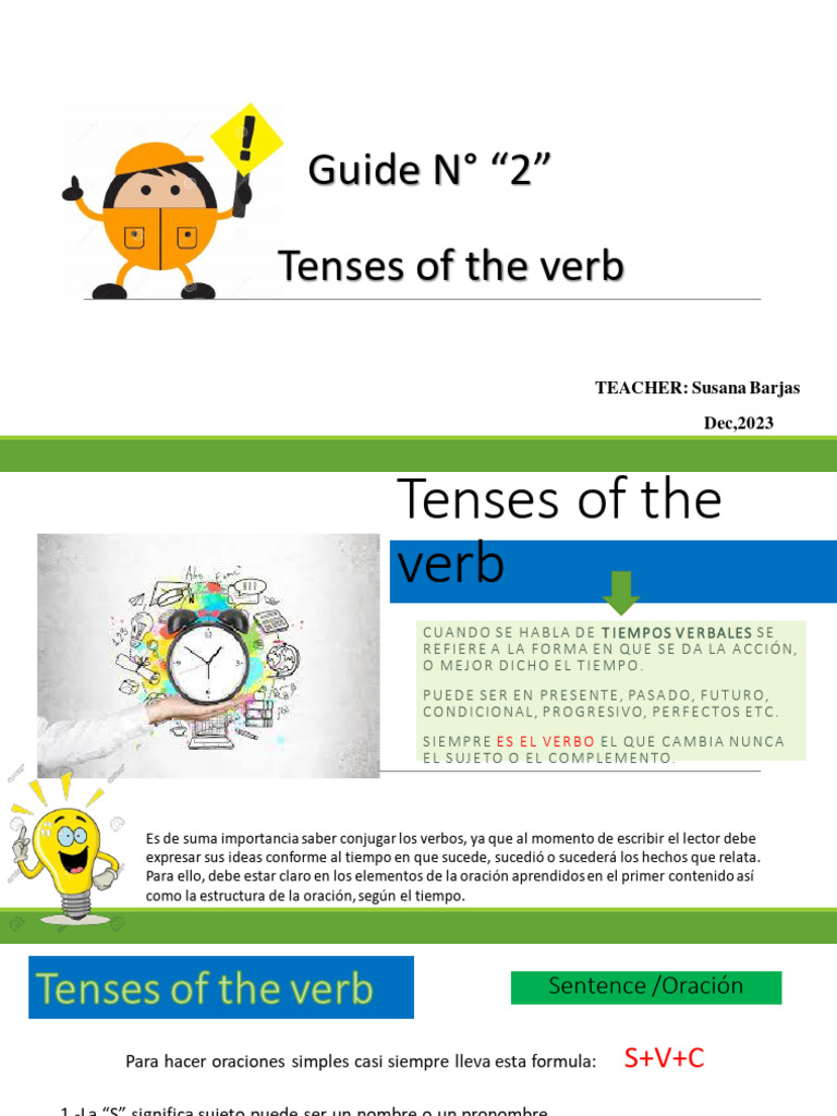 GUIDE 2 TENSES OF THE VERB Uneg INFORMATIC | PDF | Verbo | Asunto (gramática)