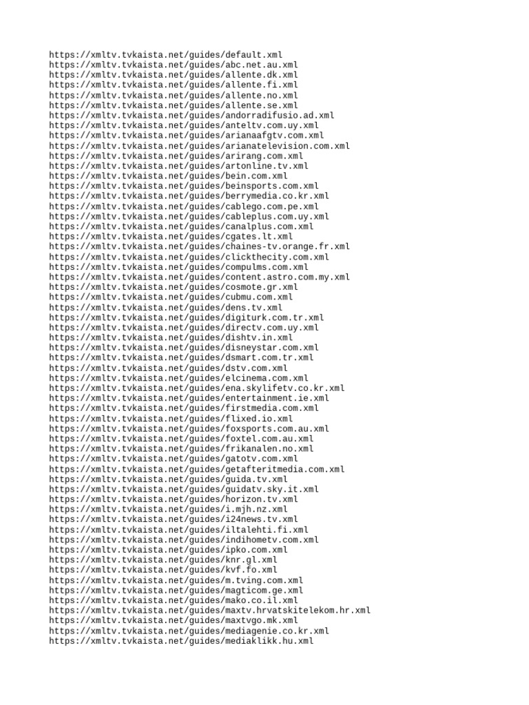 Free XMLTV EPG Guides List | PDF