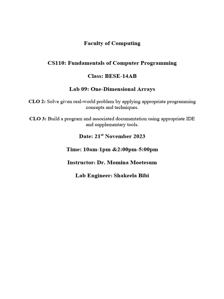 Lab 09 | PDF | C++ | Computer Programming