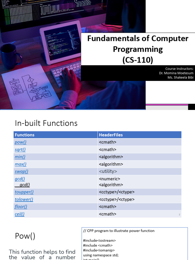 W8l1 In Build Functions Pdf Parameter Computer Programming Integer Computer Science