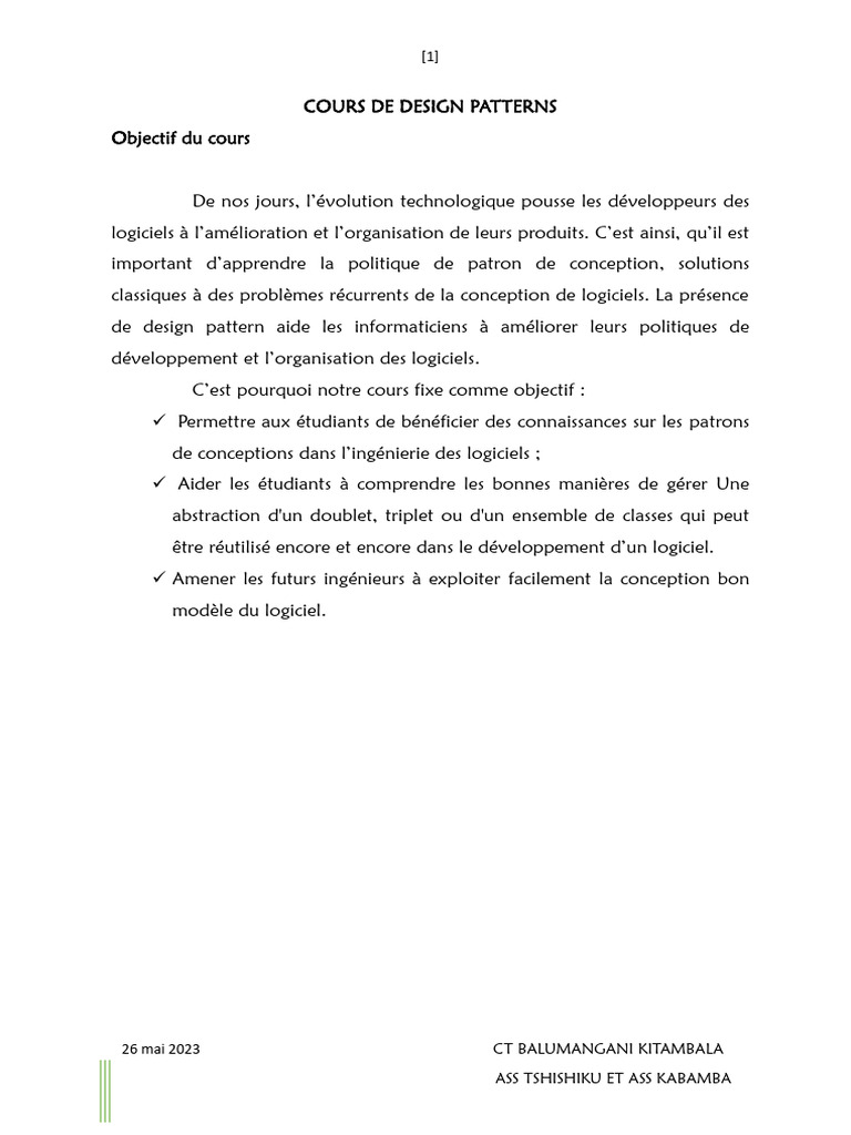 Cours sur les Design Patterns en Informatique | PDF | Modèle-vue ...