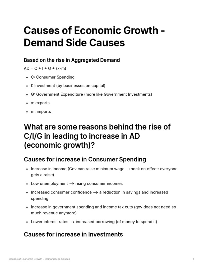 IGCSE Econ Causes of Economic Growth | PDF | Government Spending ...