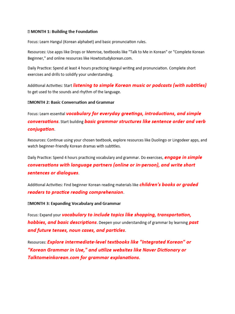 Korean Fluency Goal | PDF | Korean Language | Reading Comprehension