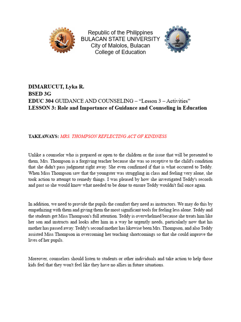 DIMARUCUT, Lyka - EDUC 304 - Lesson 3 Activities | PDF