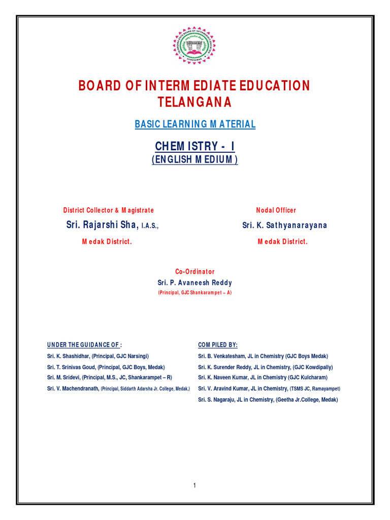 Chemistry - EM 1st Year Complete | PDF | Gases | Chemical Reactions