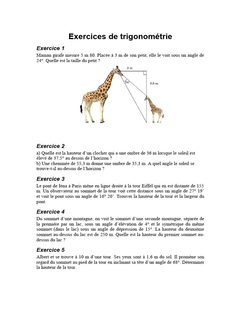 Exercices Trigonometrie Bac Pro