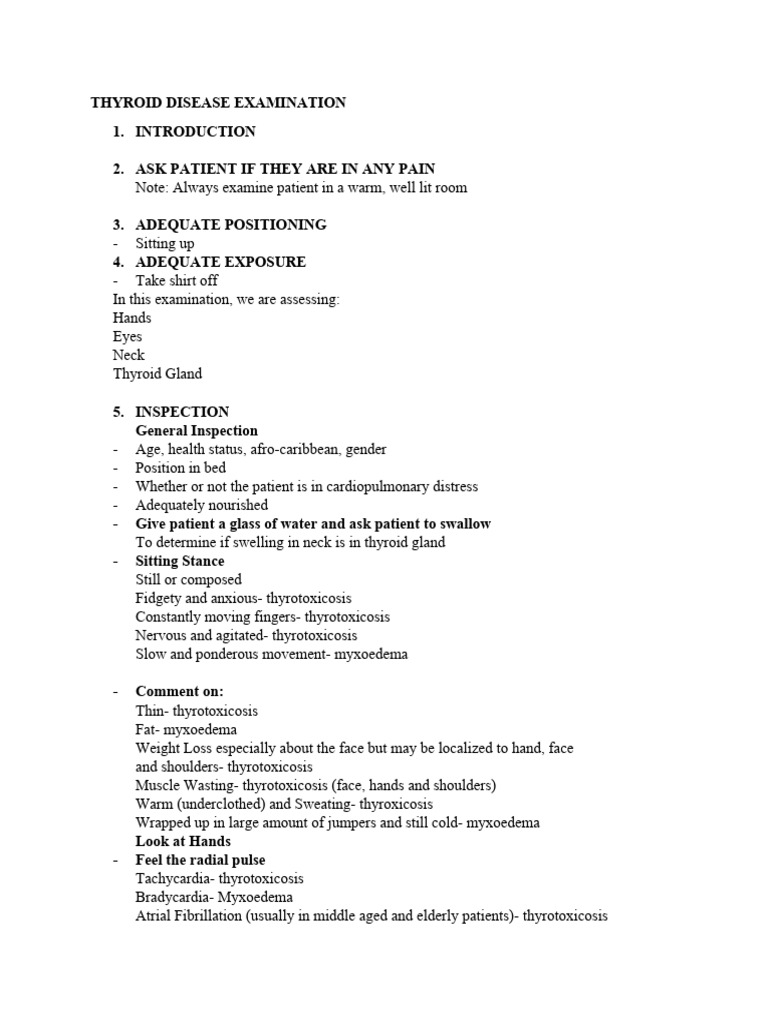 Thyroid Examination | Download Free PDF | Thyroid | Hyperthyroidism