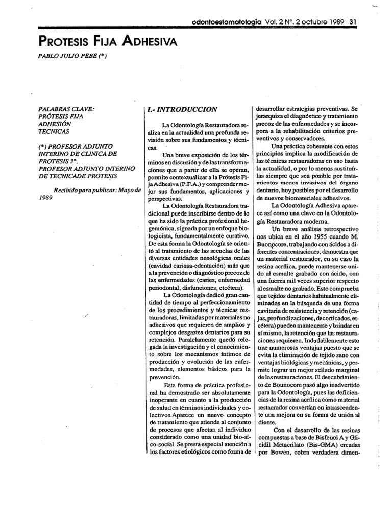 Prótesis Fija Adhesiva | PDF | Dentadura postiza | Odontología Prótesis Fija Adhesiva | PDF | Dentadura postiza | Odontología