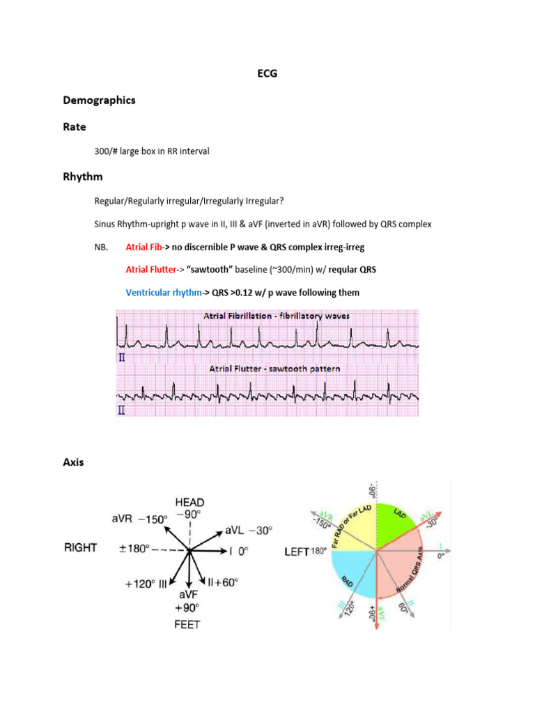 ECG Summary | PDF | Electrocardiography | Cardiac Electrophysiology