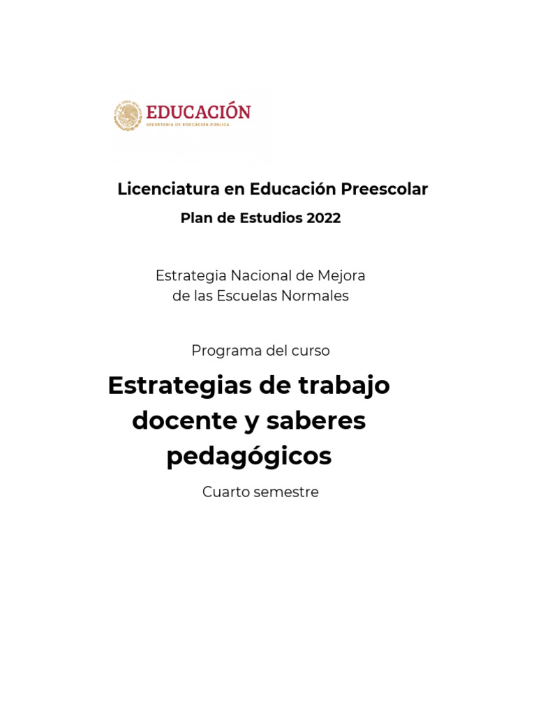 Estrategias De Trabajo Docente Y Saberes Pedagógicos Pdf Plan De