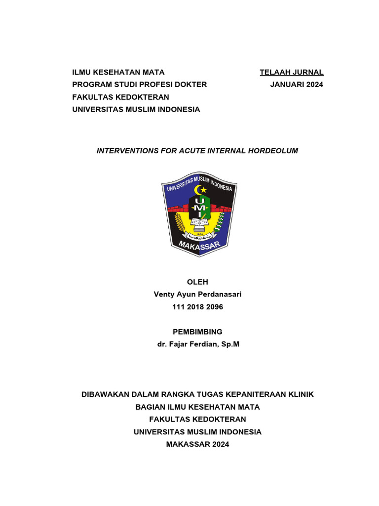 TELAAH JURNAL (MATA) Hordeolum | PDF