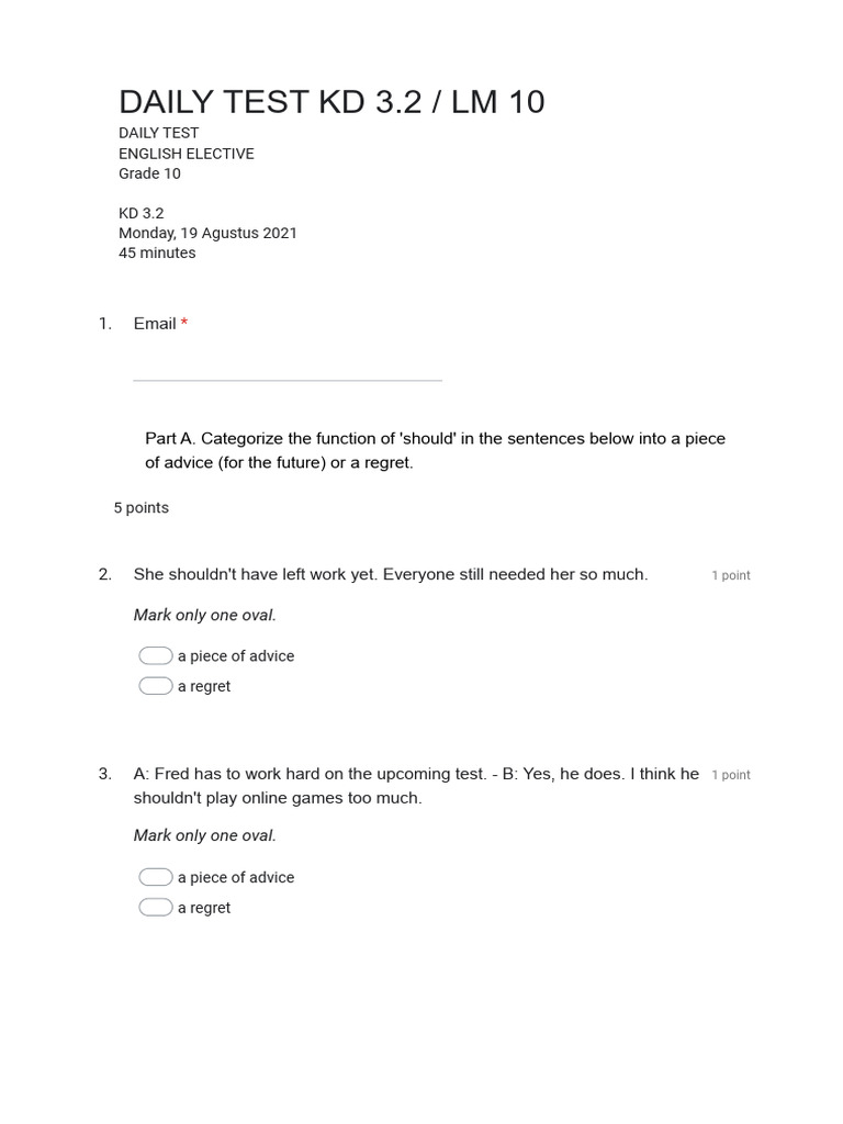 Exercise On Should (Additional) | PDF