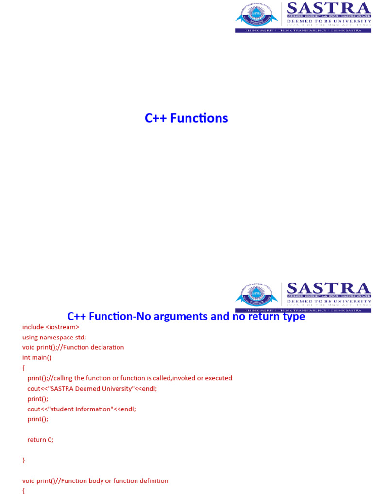 C++ Functions | PDF | Namespace | Control Flow