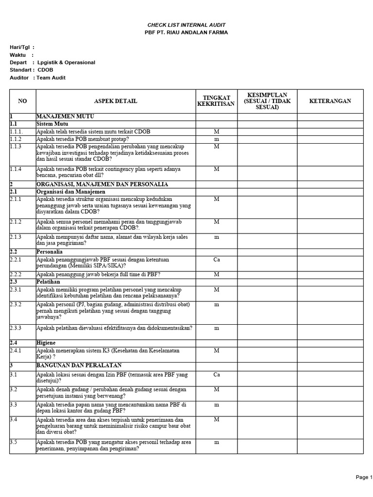 Self - Assesment (Inspeksi Diri) | PDF