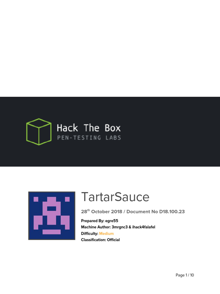 138-TartarSauce HTB Official Writeup Tamarisk | PDF | World Wide Web | Internet & Web