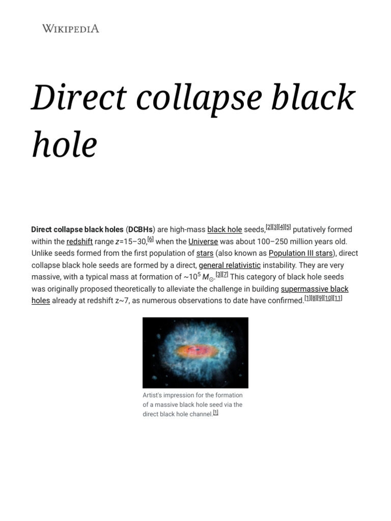 Direct Collapse Black Hole - Wikipedia | PDF