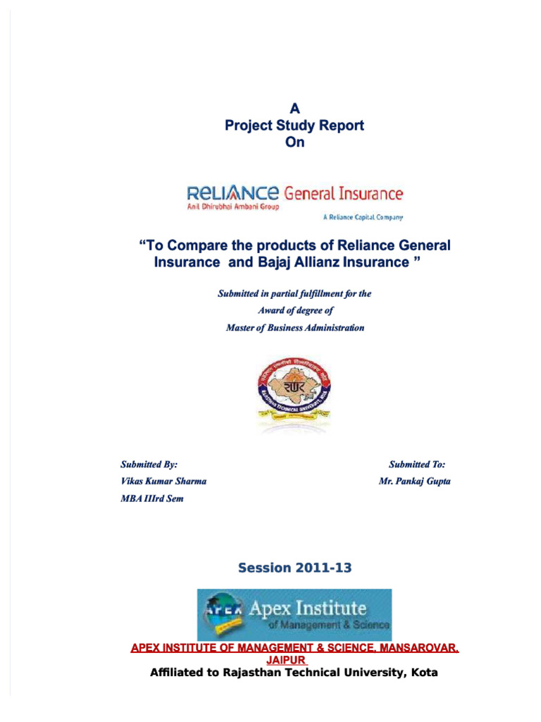 PDF Reliance General Insurane | PDF | Business | Economies