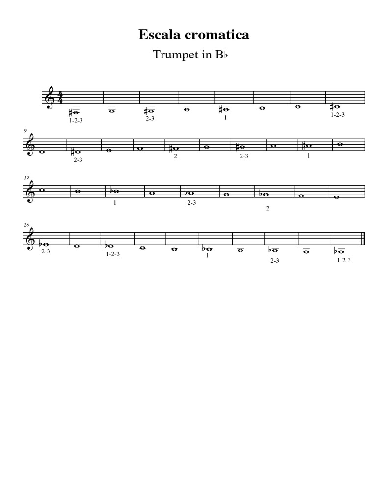 Escala Cromatica - 001 Trumpet in Bb. | PDF