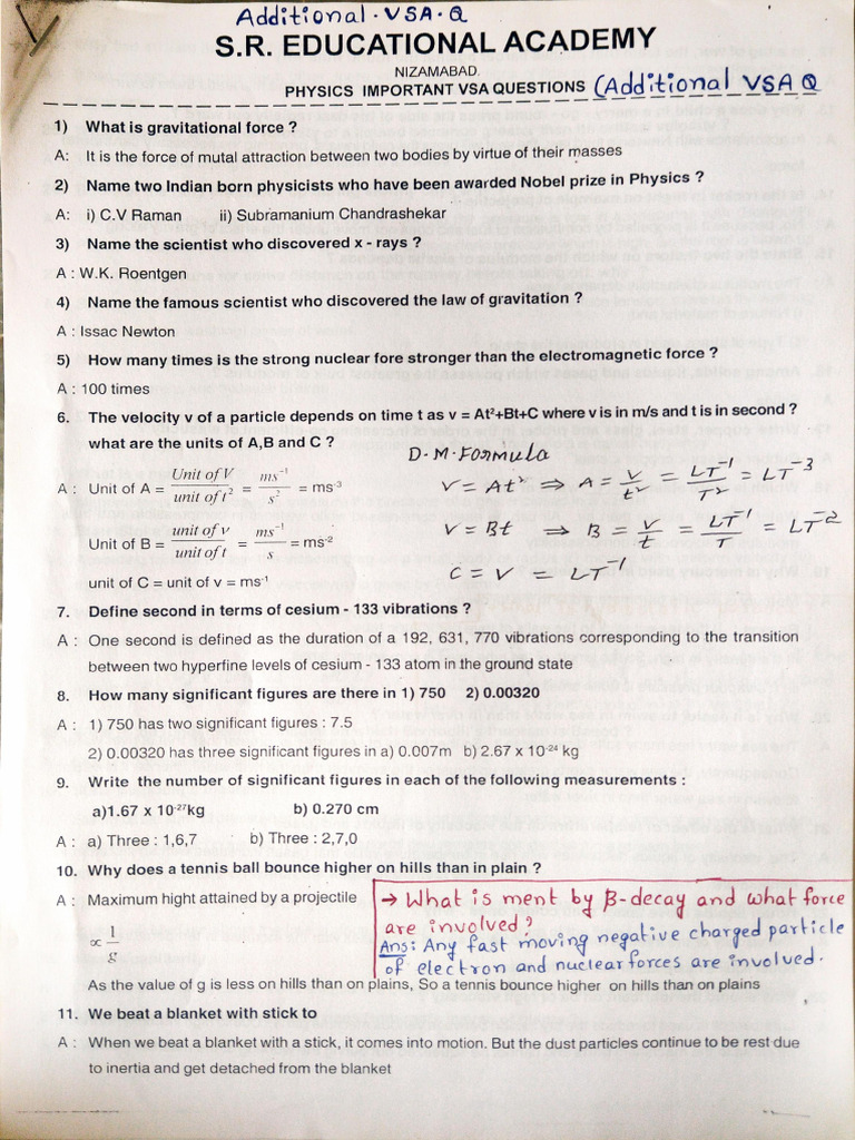 JR. PHY Additional Questions | PDF