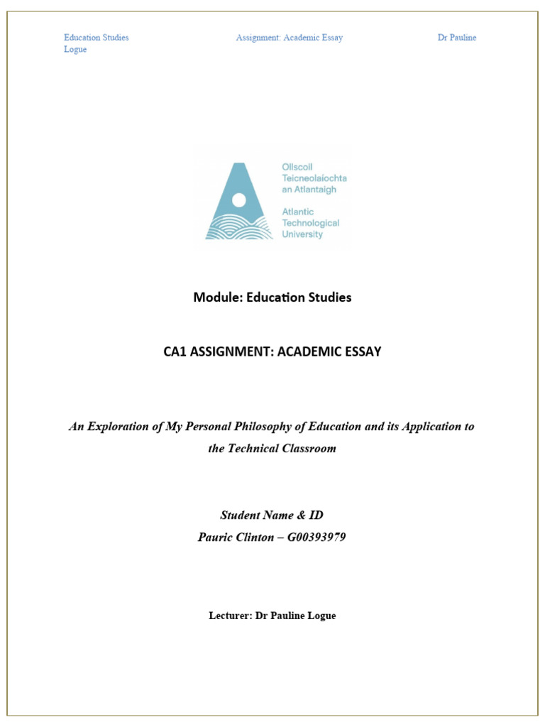 Es Philosophy of Education g00393979 Final Draft | PDF | Plagiarism | Reinforcement