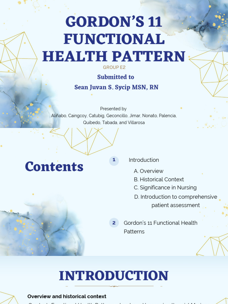 Gordons 11 Functional Health Pattern | PDF | Nursing | Stress (Biology)