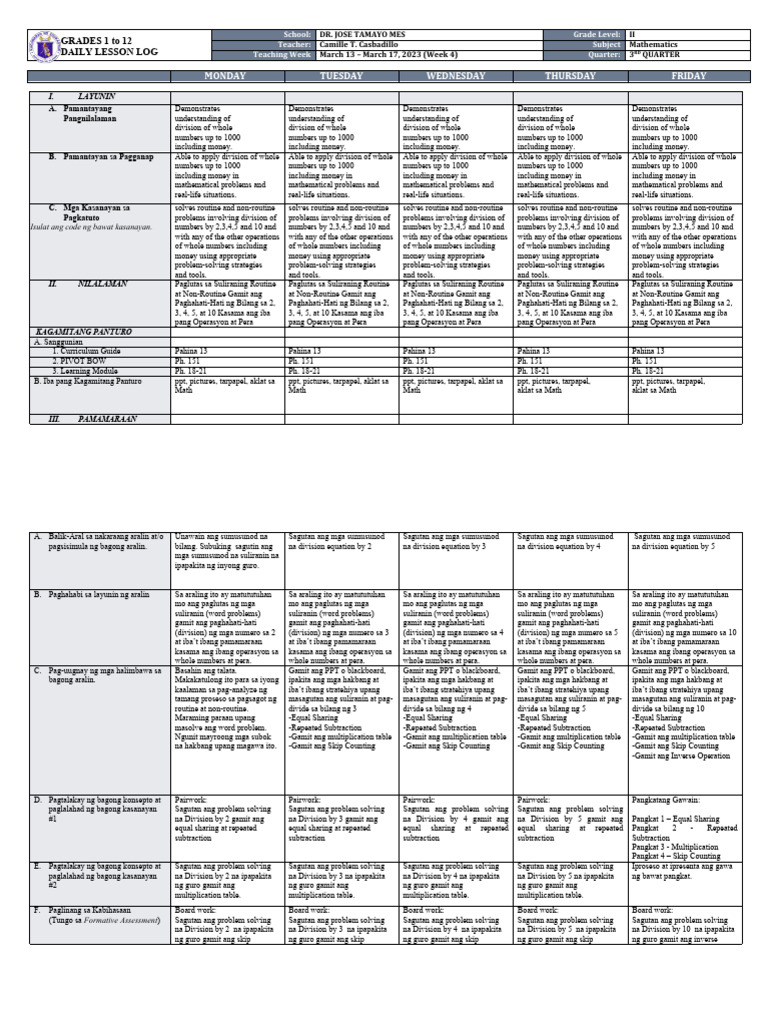 Q3-W4-Math-Dll-Grade 2 | PDF