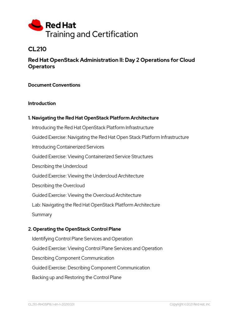 CL210 Rhosp16 | PDF | Open Stack | Cloud Computing