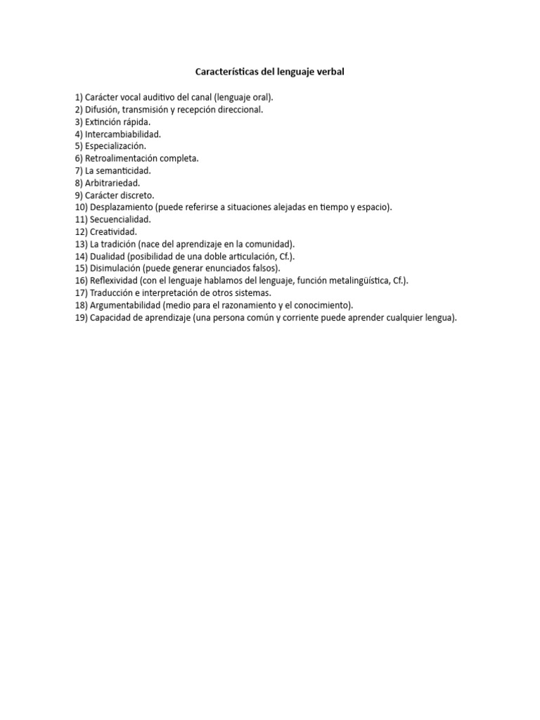 Características del Lenguaje Verbal | PDF