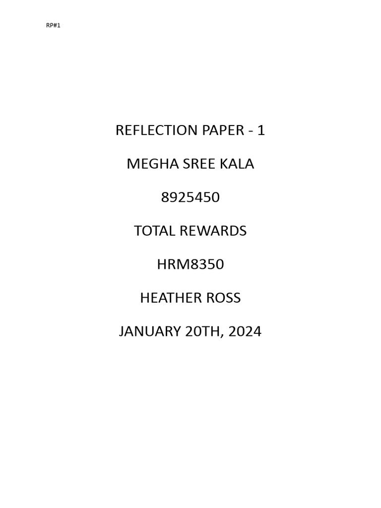 Reflection Paper 1.edited | PDF | Employment | Job Satisfaction
