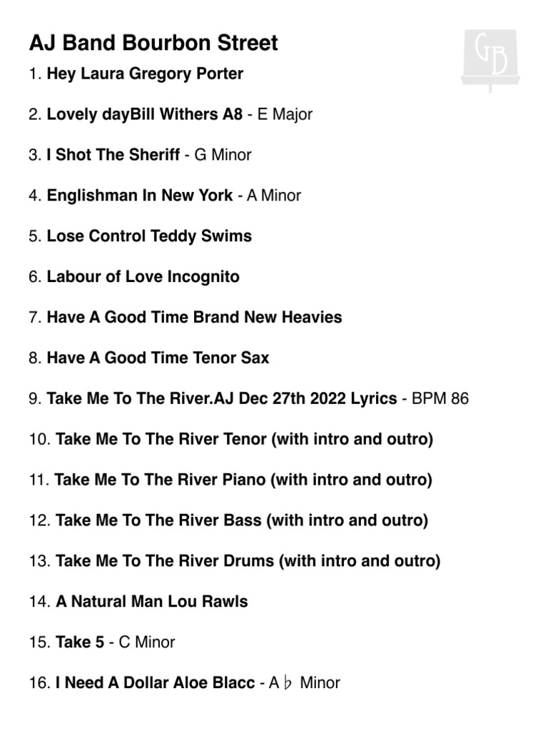 Jazz & Soul Setlist for Musicians | PDF | Song Structure