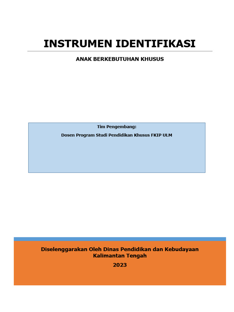 Instrumen Identifikasi ABK PKH ULM - Kalteng 2023 | PDF
