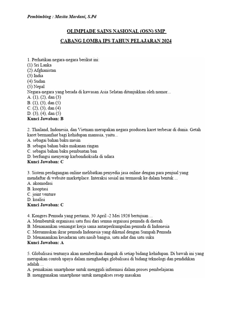 Osn Ips SMP 2024 | PDF