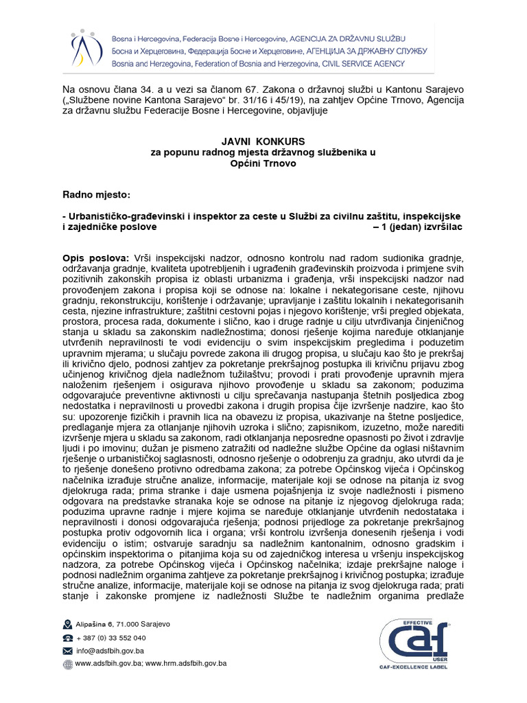 Tekst Javnog Konkursa | PDF