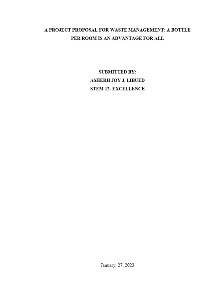 A Project Proposal For Waste Management | PDF | Recycling | Waste