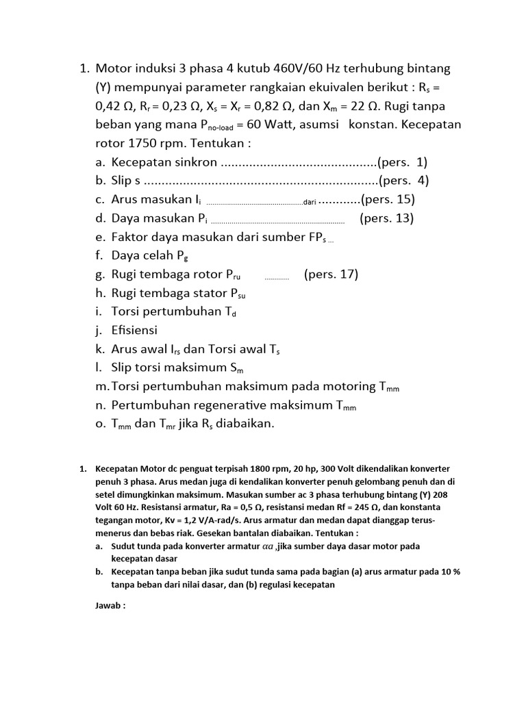 Motor Induksi 3 Phasa 4 Kutub 460V | PDF