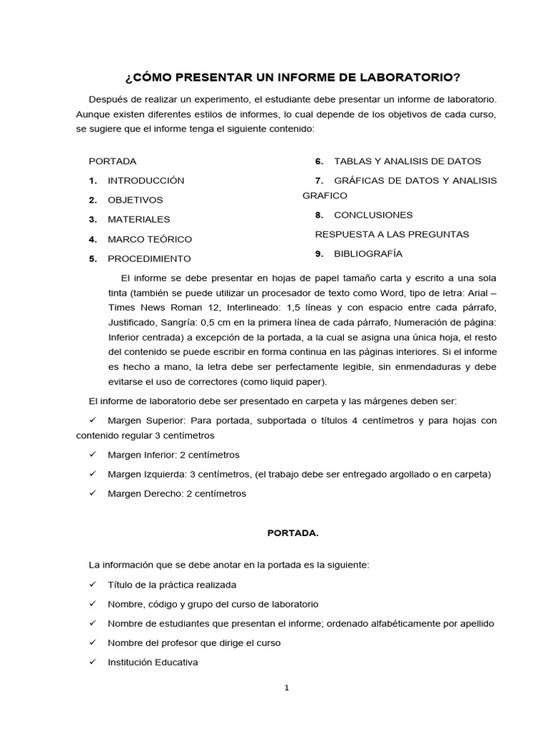 Cómo Presentar Un Informe de Laboratorio | Descargar gratis PDF | Science