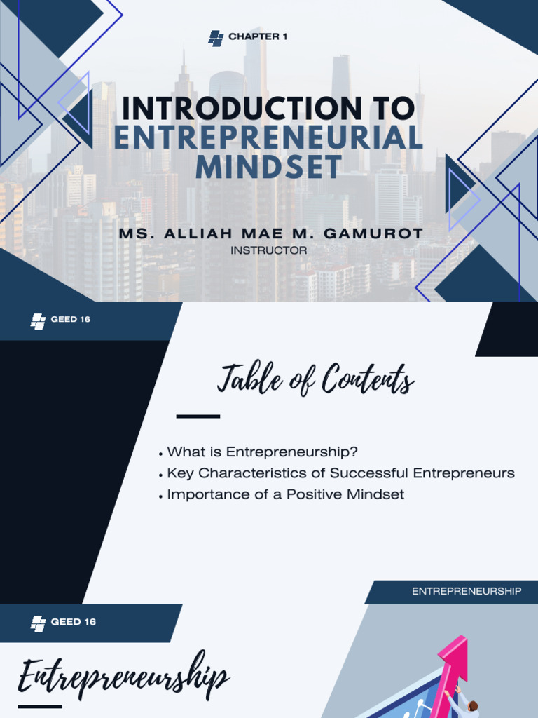 Chapter 1 Entrepreneurial Mindset 1 | PDF | Entrepreneurship | Mindset