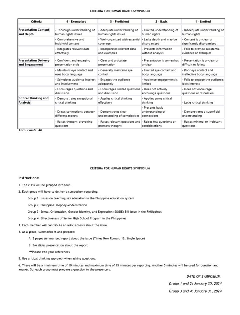 Criteria For Human Rights Symposium | PDF | Critical Thinking | Thought