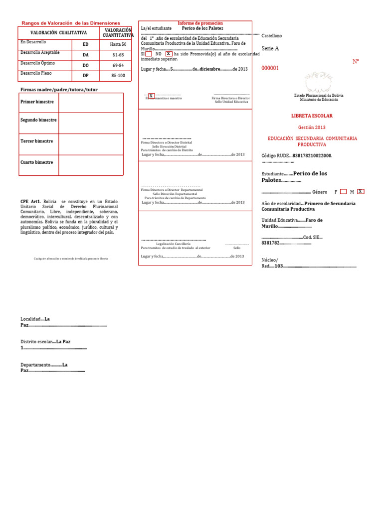 Libretas Llenado | PDF