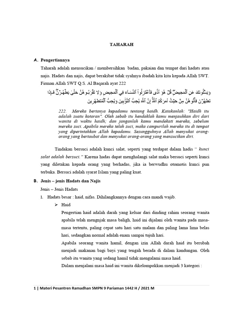 taharah-ULLY PESANTERN RAMADHAN | PDF