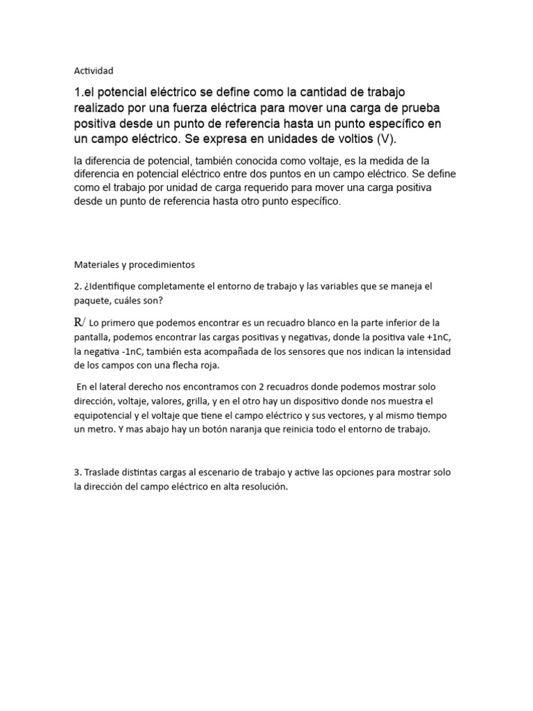 Potencial Eléctrico y Simulación de Cargas | PDF | Campo eléctrico ...