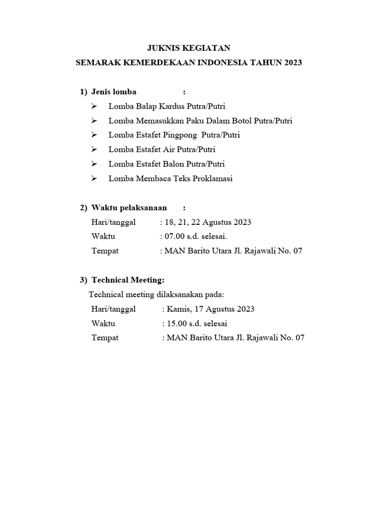 Juknis Kegiatan | PDF