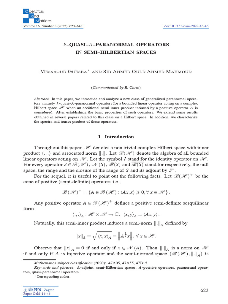 Normal Operators 2024 | PDF | Hilbert Space | Theorem
