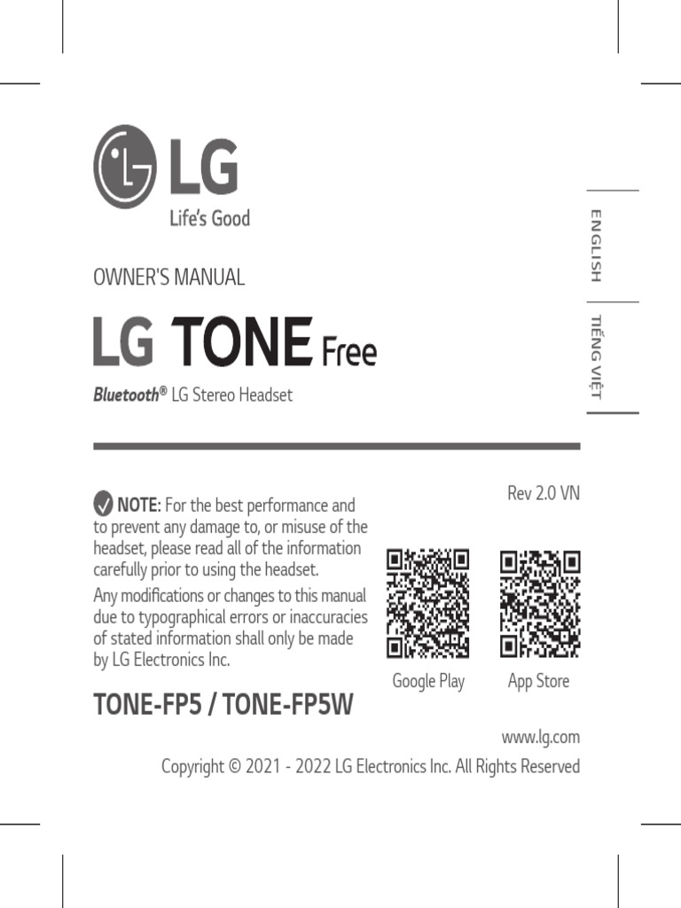 Om PRT Tone-Fp5 FP5W VN Rev 02 221216 | PDF | Radio | Headphones