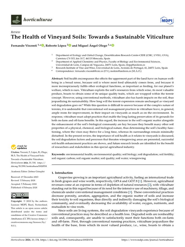 The Health of Vineyard Soils Towards A Sustainable Viticulture | PDF ...