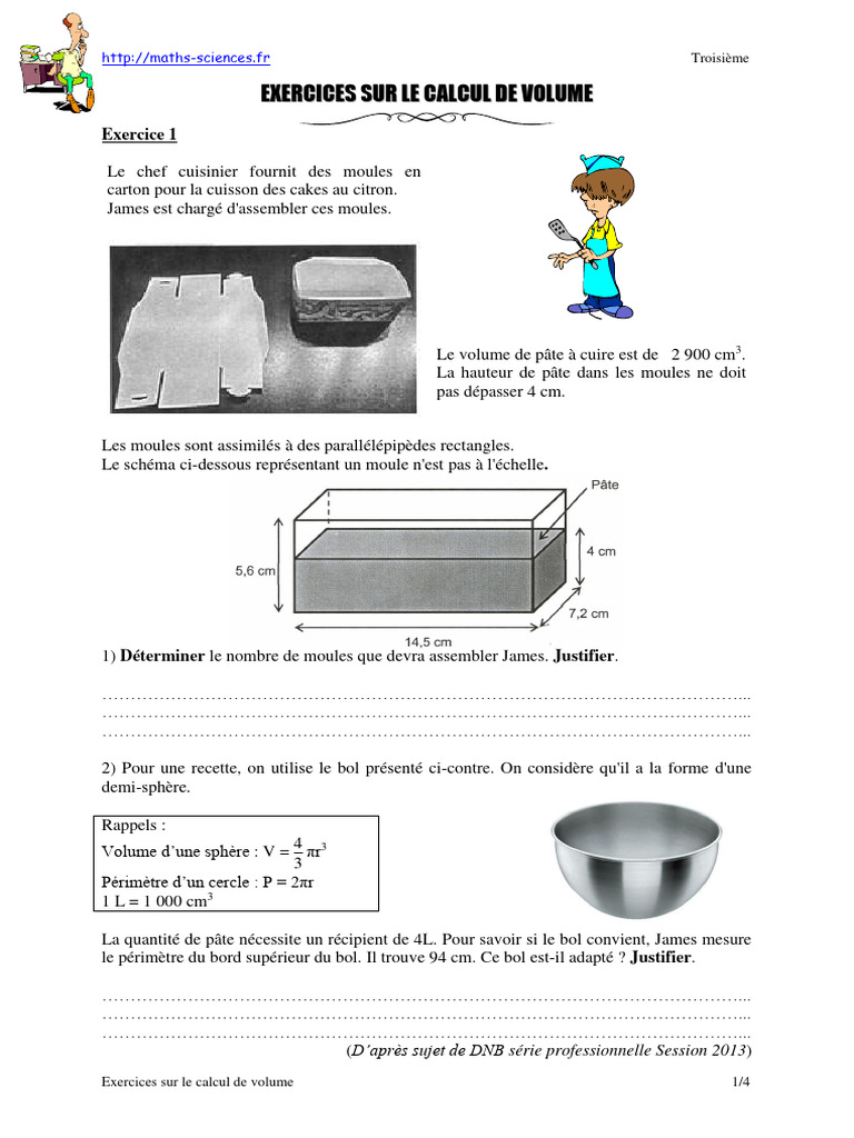 Exercices Calcul Volume Troisieme | PDF